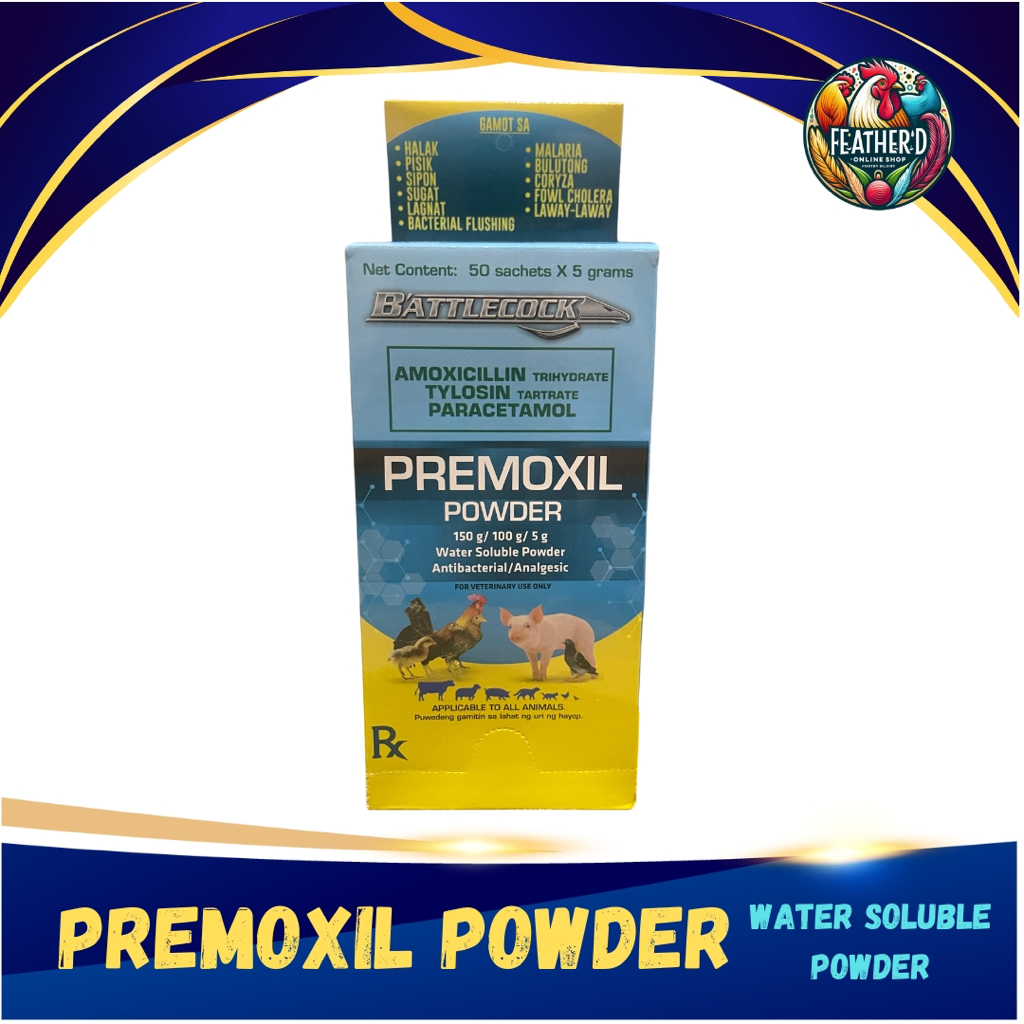 PREMOXIL POWDER Water Soluble Powder 1BOX-50 sachets x 5g (FOR ANIMAL ...