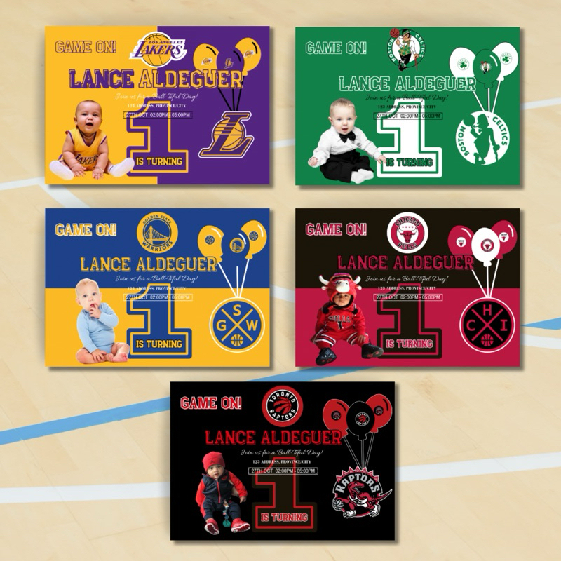 NBA-Themed Customized Birthday Invitation Card| 5R size (7x5 Inches ...
