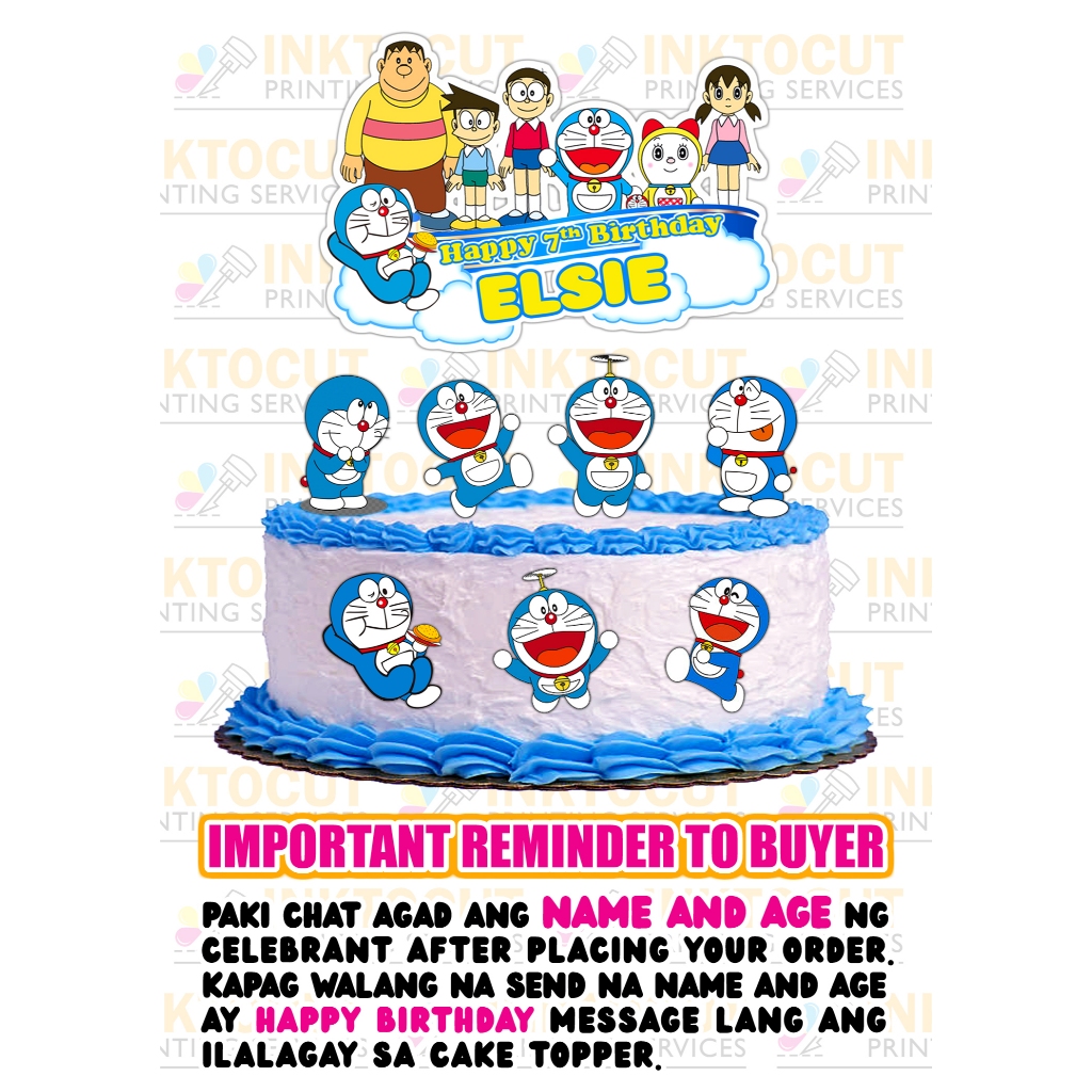 DORAEMON CAKE TOPPER PERSONALIZED WITH NAME AND AGE | Shopee Philippines