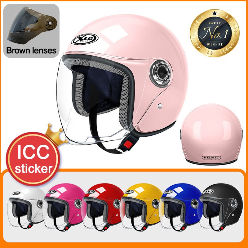 With icc Sticker 10 colors Helmet for men women Open Half face Helmet ...
