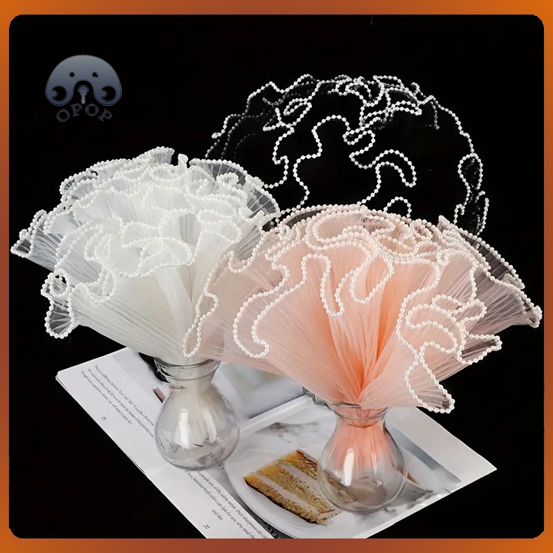 Pearl Yarn Pleated Yarn Flower Packaging Tulle Wrapping DIY Gift ...