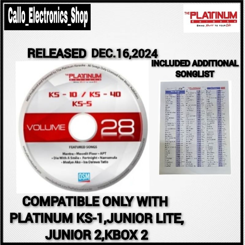 Platinum CD NEW Updated Volume 28 For Platinum KS-1, Junior Lite ...