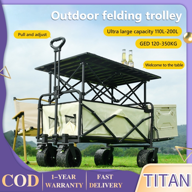 【COD】4/5/6/8 Inches Foldable Trolley Four-wheeled Carts Outdoor Wagon ...