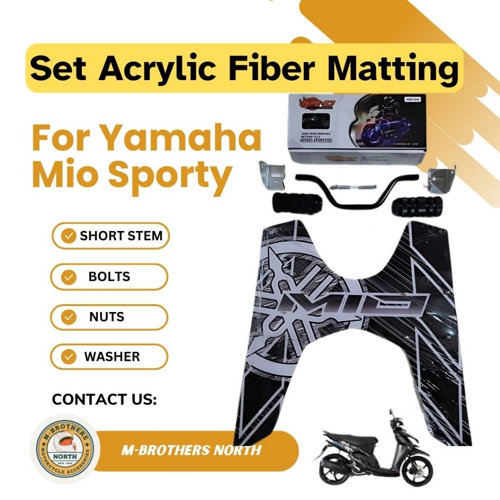 YAMAHA MIO SPORTY (SET) ACRYLIC FIBER MATTING WITH SHORT STEM SLIDER ...