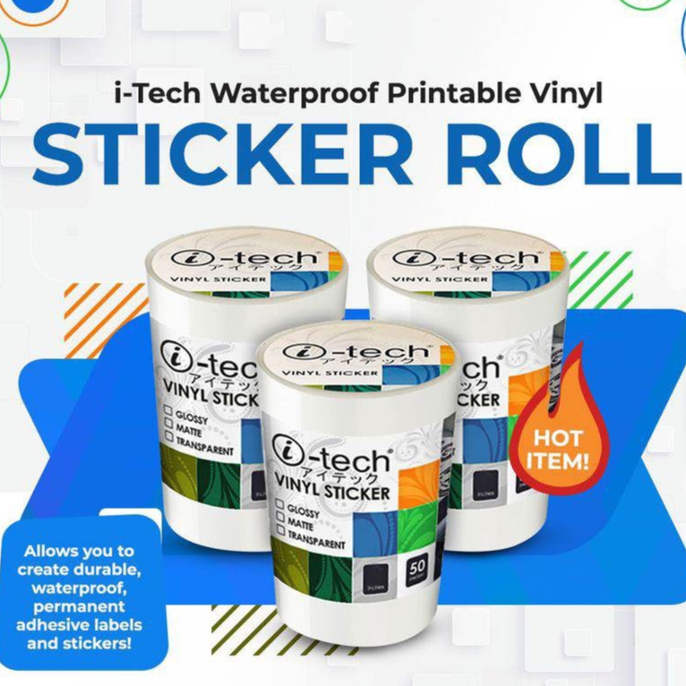 iTech A4 & A3 Waterproof Vinyl Sticker Roll Printable High Quality ...