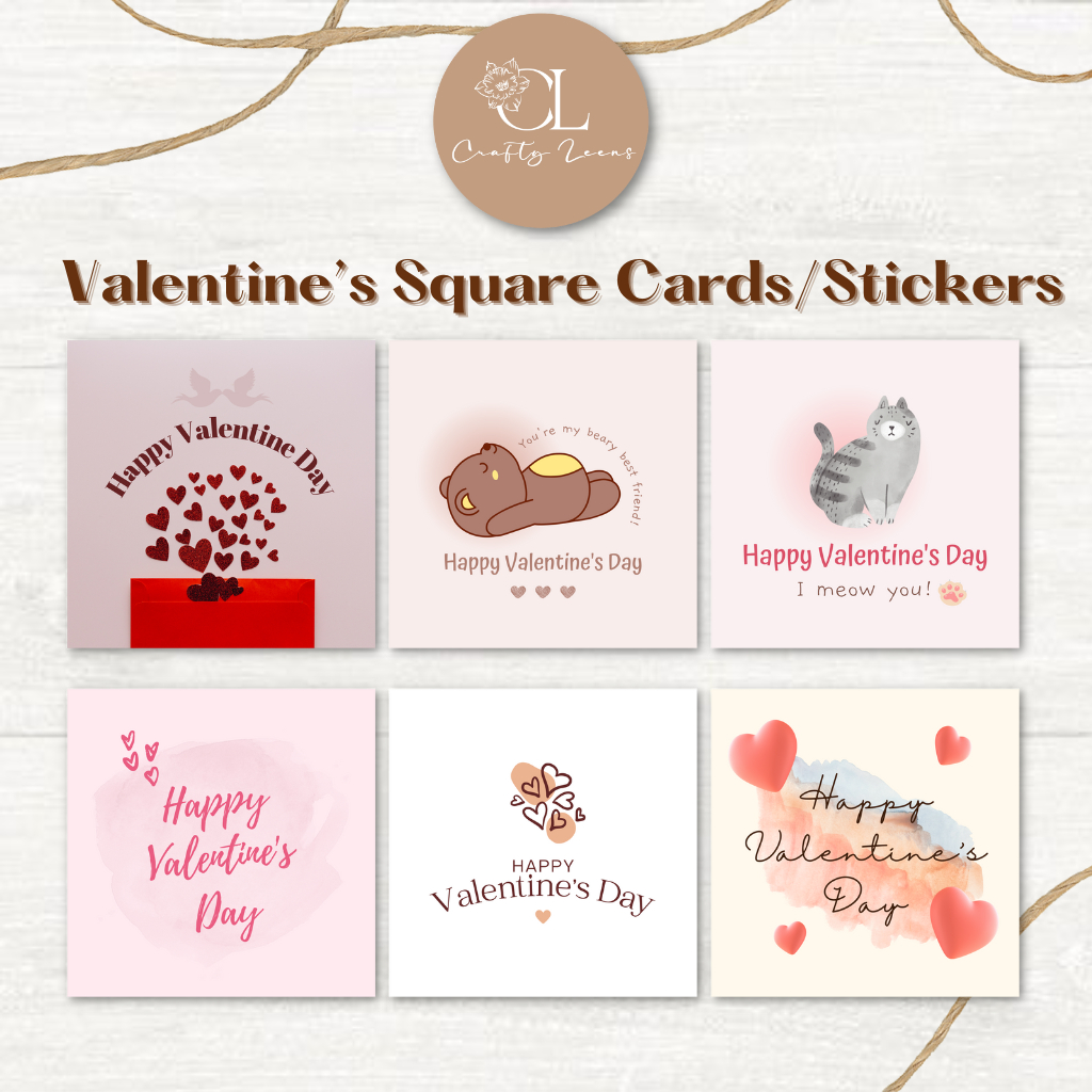 Personalized Valentine's Gift Card/Label | Square Cards/Stickers (Batch ...