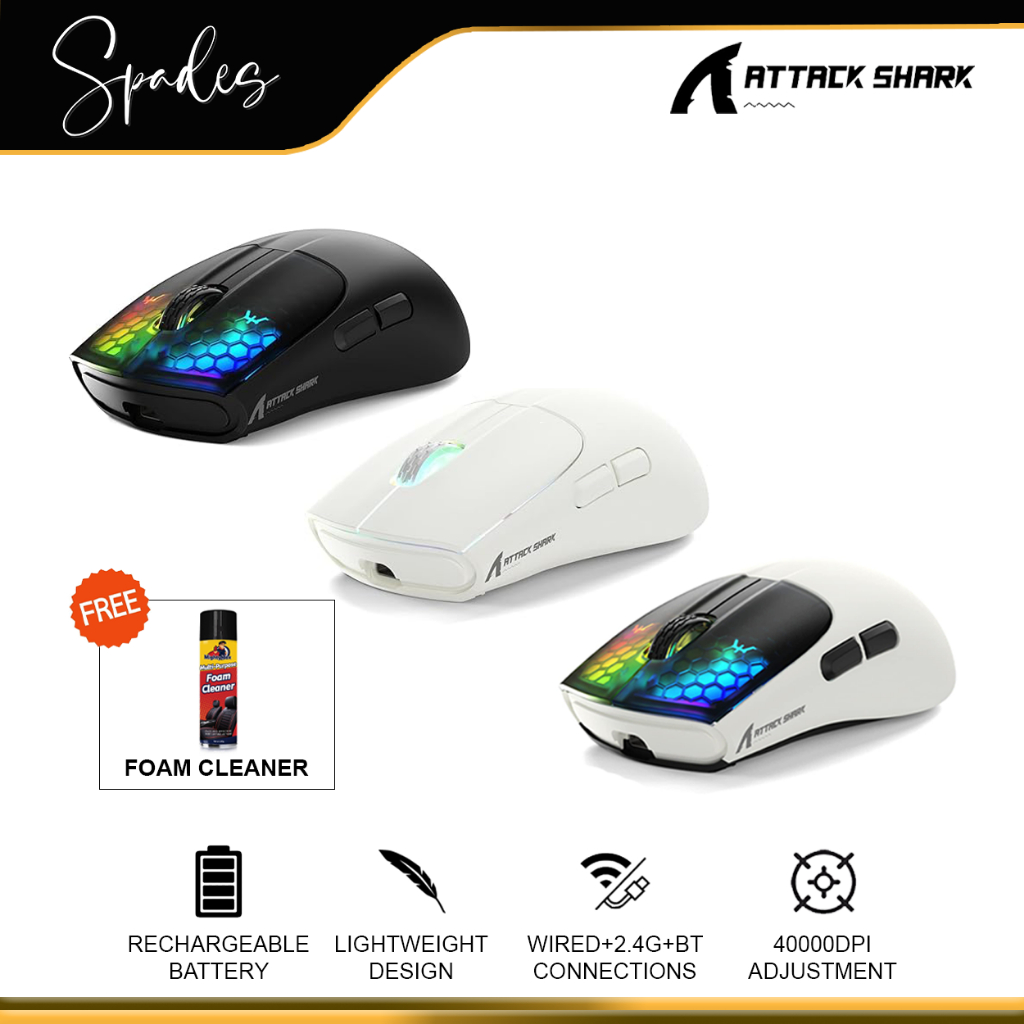 Attack Shark X5 Wireless Gaming Mouse Tri-Mode 2.4G USB-C Wired ...