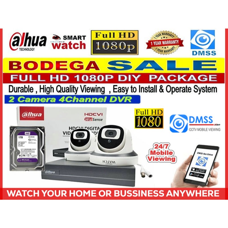 CCTV KIT DOME 2MP Complete Package Enhance Your Security with DAHUA / SMARTWATCH CCTV Technology ...