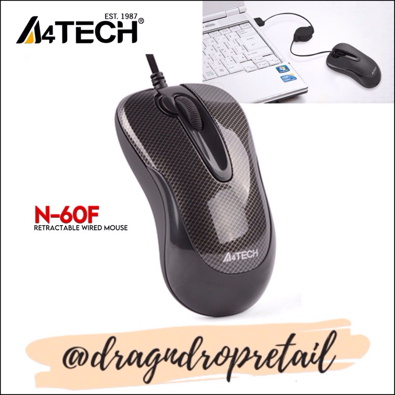 A4TECH N-60F Mini V-Track PadLess Retractable Wired Mouse (Carbon ...