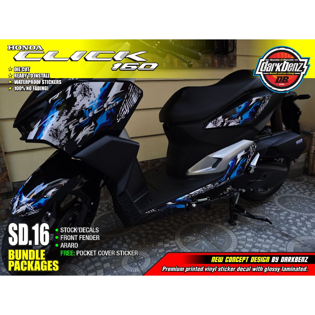 Honda Click 160 SD16 Package Concept Quality Printed Sticker Decal | custom made by DarkBenz ...