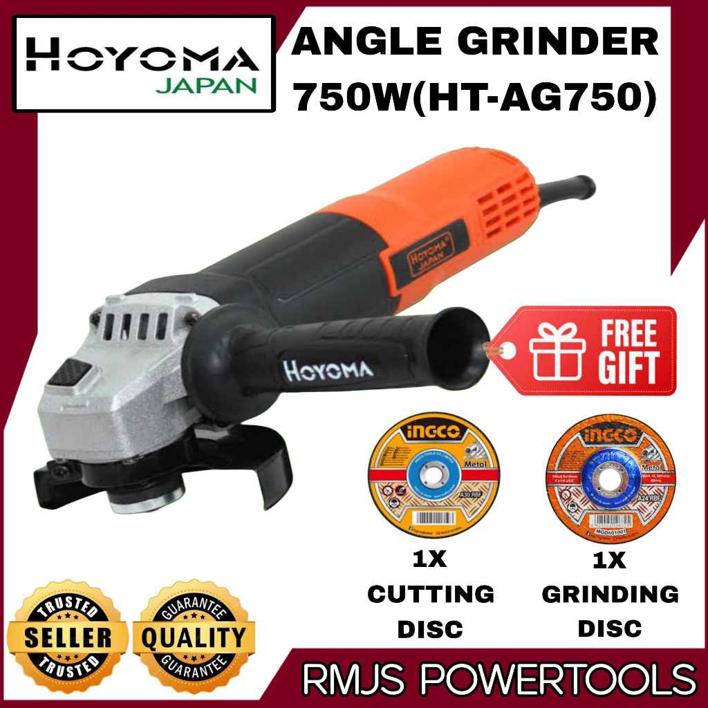 HOYOMA Japan Angle Grinder 750w/100mm (HT-AG750) With 1pc. Cutting Disc ...