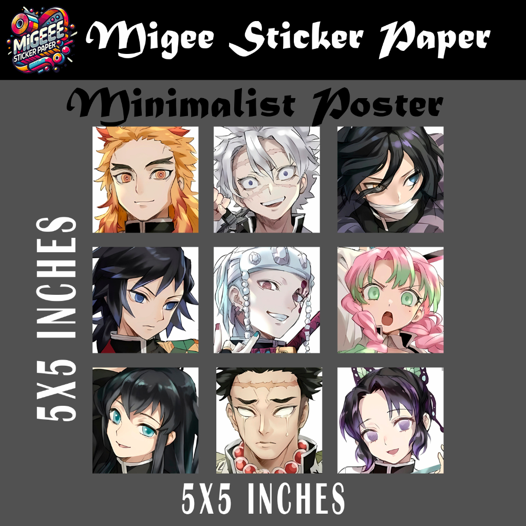 DEMON SLAYER HASHIRAS MINIMALIST POSTER 5X5 INCHES PART 4/5 (SOLD PER ...