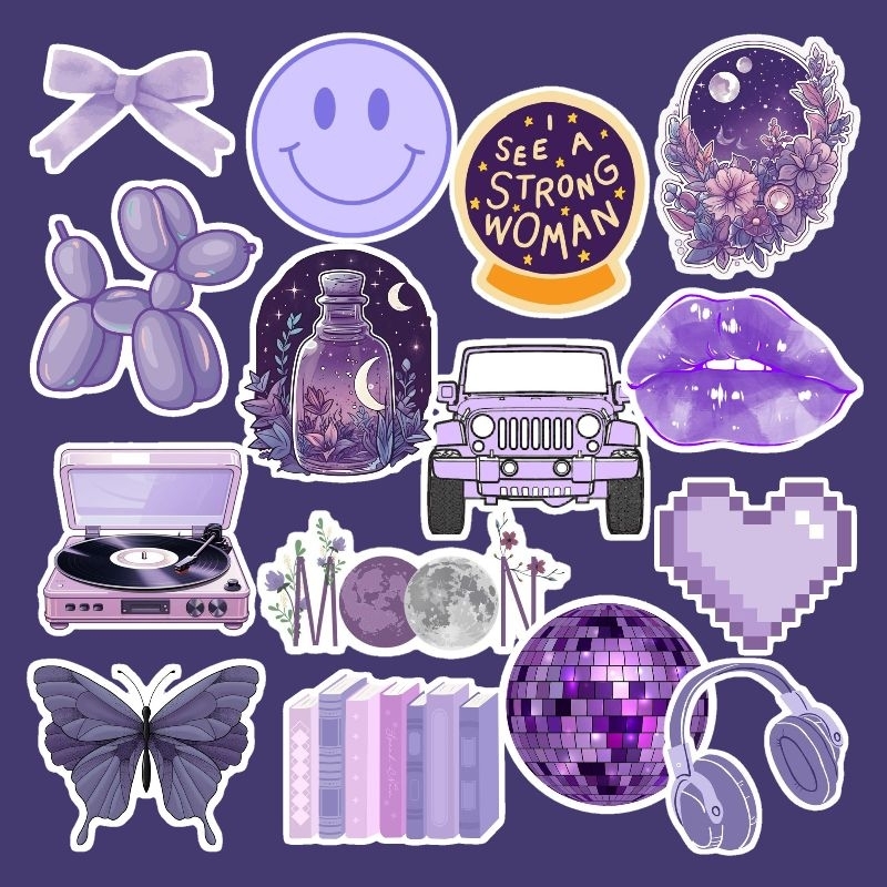 Purple Stickers | Vinyl Matte Laminated Waterproof and Scratchproof ...