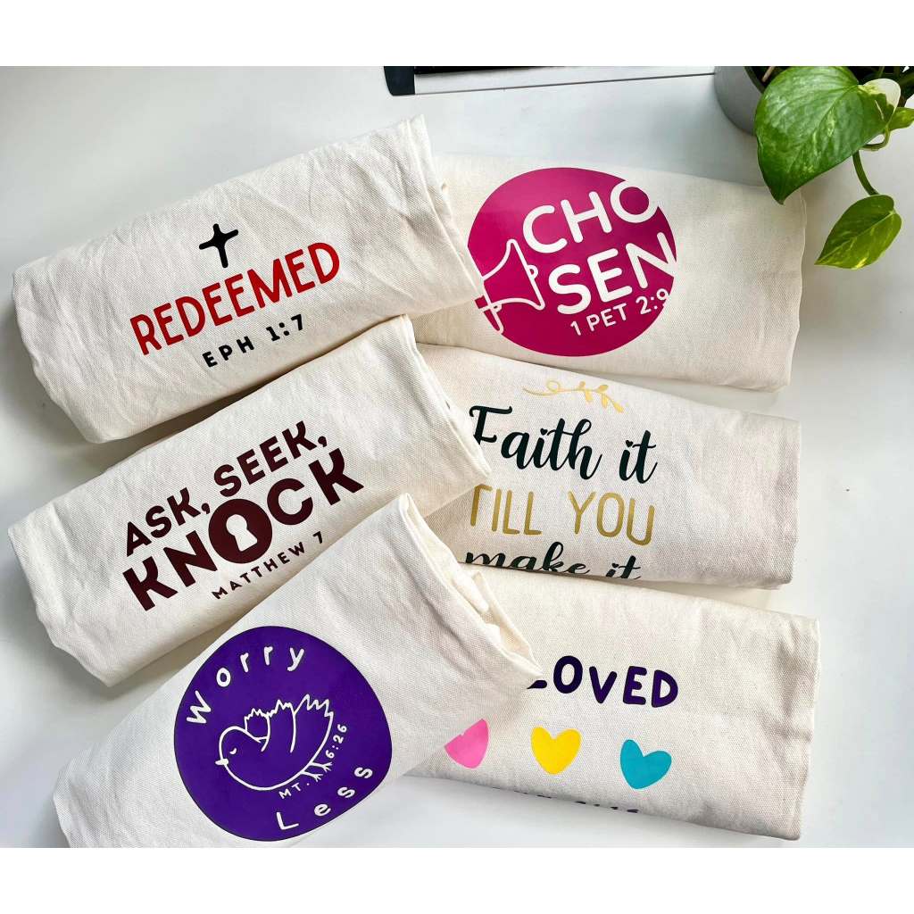Personalized Tote Bag Flat 12x 14 Christian Inspired, Bible Verses Cute ...