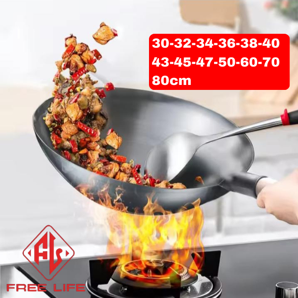 Traditional Stainless Wok Non-Stick Frying Pan Wok Bang Lightweight ...