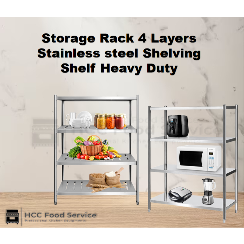 Storage Rack 4 Layers Stainless steel Kitchen Shelving Shelf Heavy Duty ...