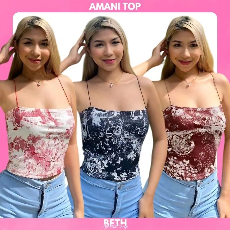 Cod!!! Zara Knitted Strappy Tops Plain and Printed | Shopee Philippines