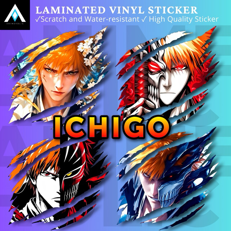 ICHIGO KUROSAKI BLEACH ANIME BANKAI “SCRATCH STICKERS” LAMINATED VINYL ...