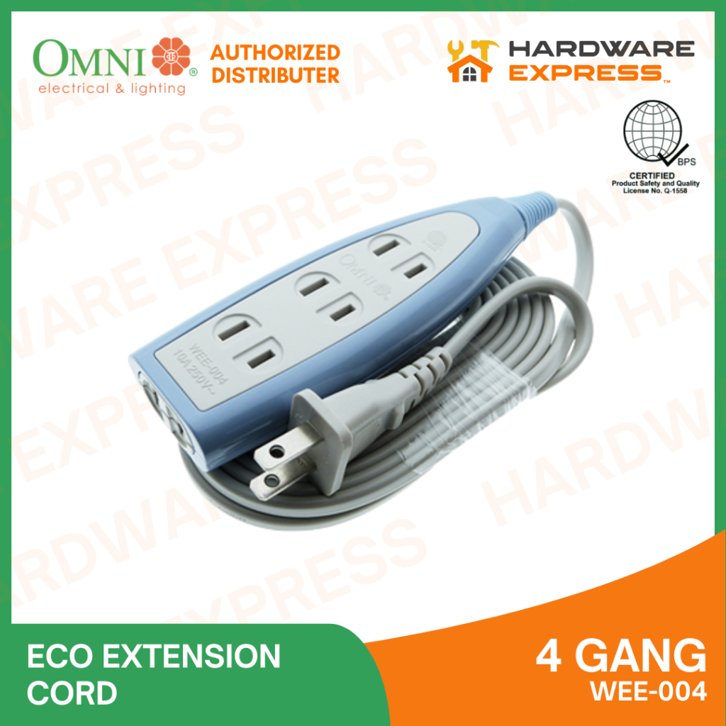 OMNI WEE-004 Electric Extension Cord 4 Gang Power Strip 4m 10A 250V ...