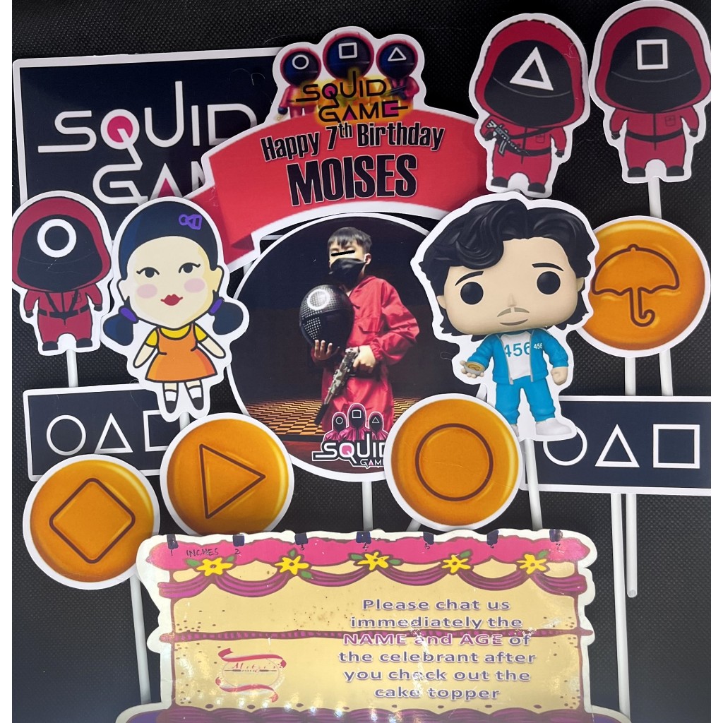 Squid Game design cake topper with personalized name and age of the ...