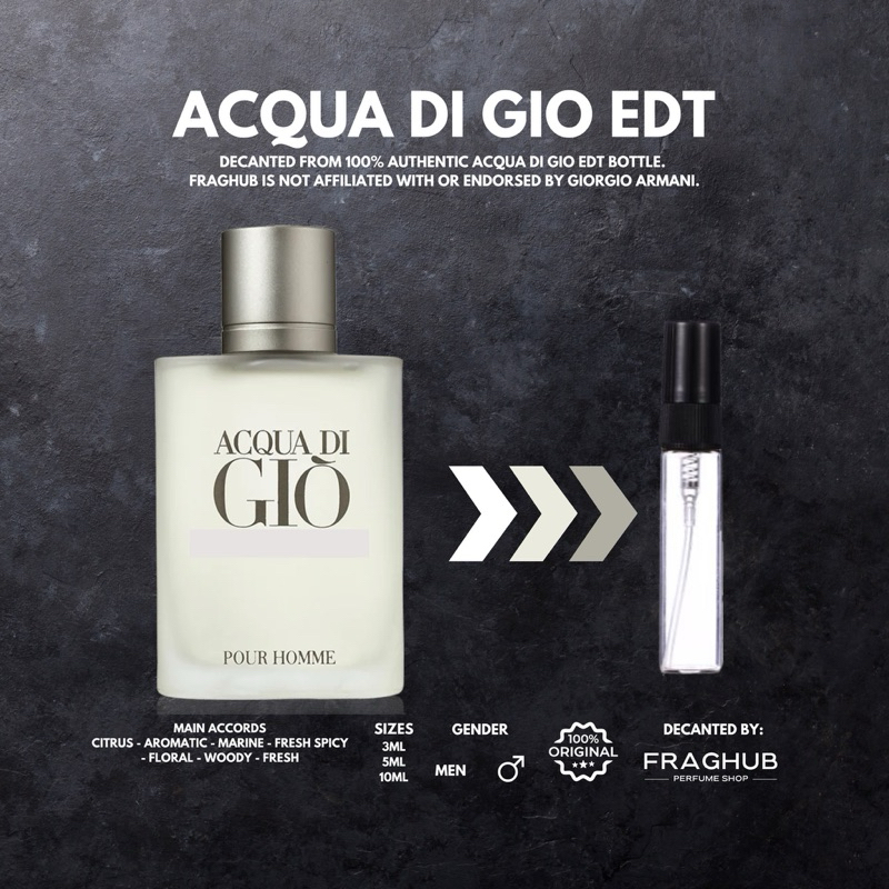 [100%Authentic Decant] Acqua Di Gio EDT Perfume Decant Designer Perfume ...
