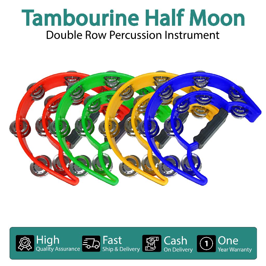 AOS Tambourine Half Moon Double Row ABS Plastic Stainless Steel Plate ...