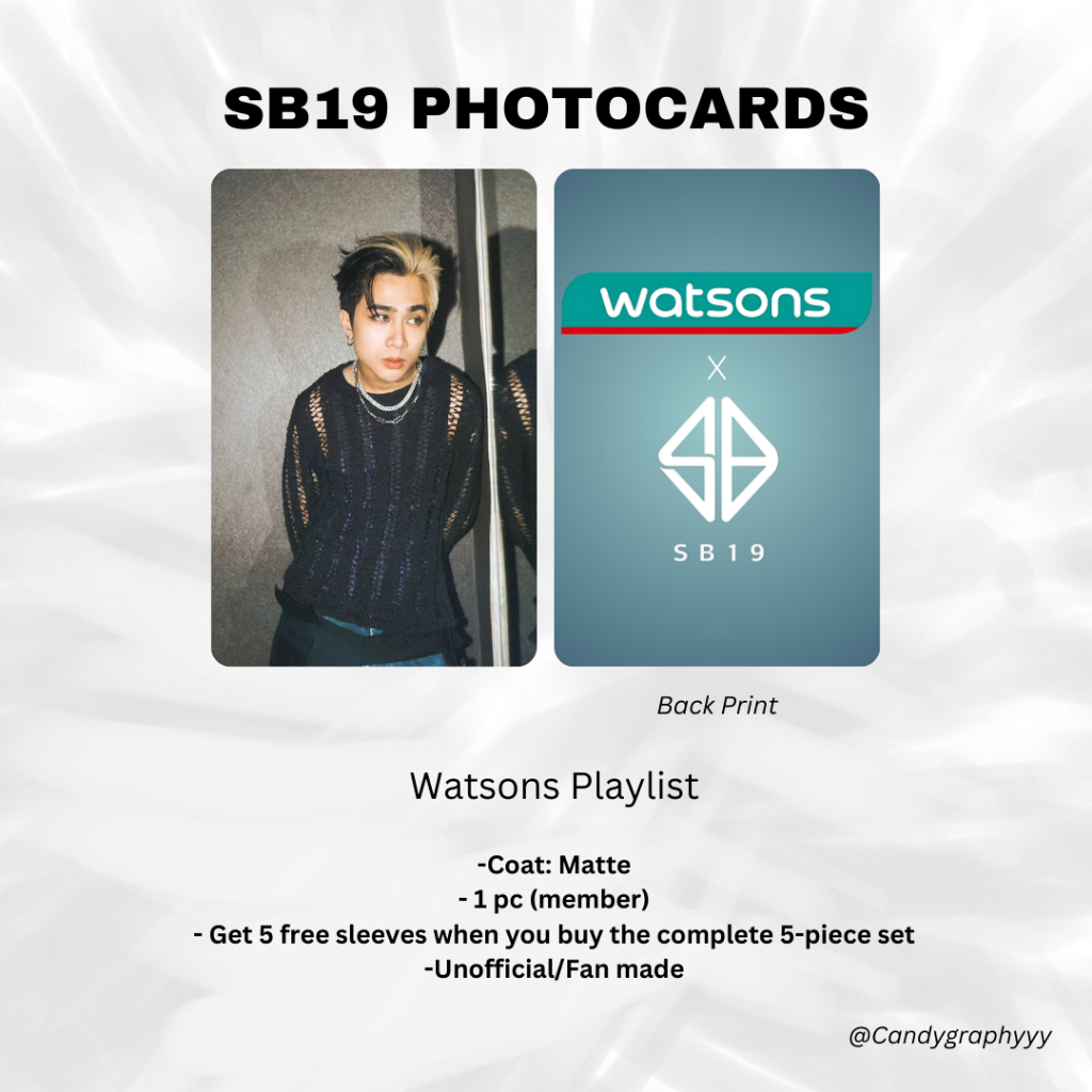 SB19 Photocards (Stell, Ken, Pablo, Josh, Justin) WITH BACK PRINT ...