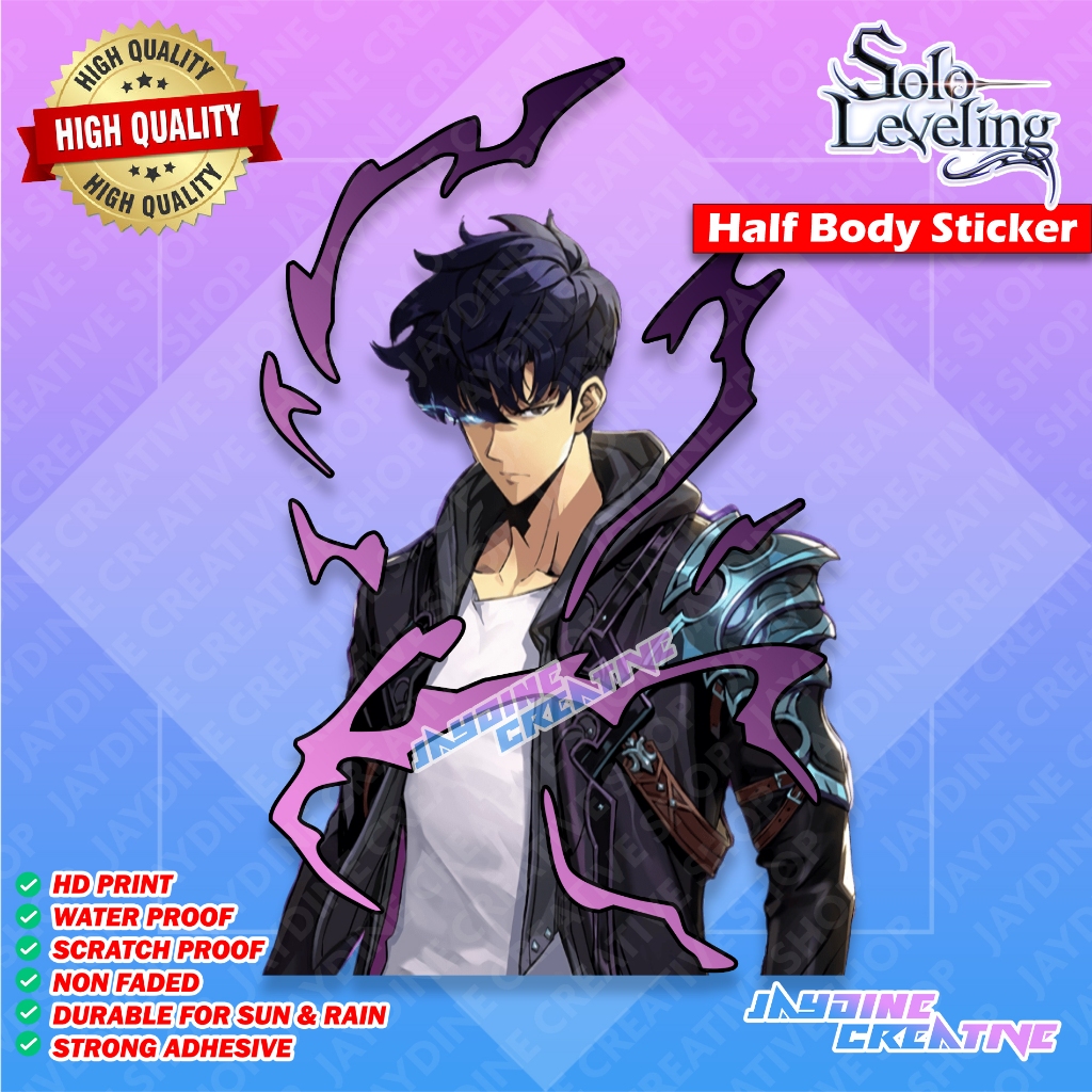 Solo Leveling, Jinwoo v2, Half Body Sticker, Indoor Outdoor Vinyl ...