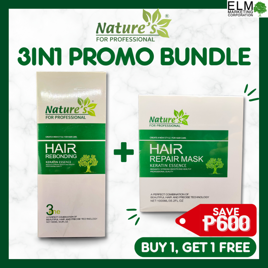 PROMO BUNDLE Nature's 3 in 1 Rebonding 1L + Nature's Hair Mask 1L ...