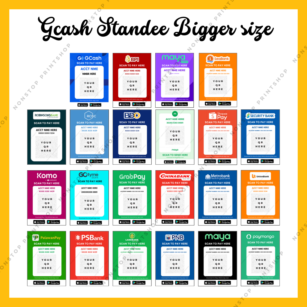 Gcash Maya QR Code Standee sintra board personalized a5 size BDO UB ...