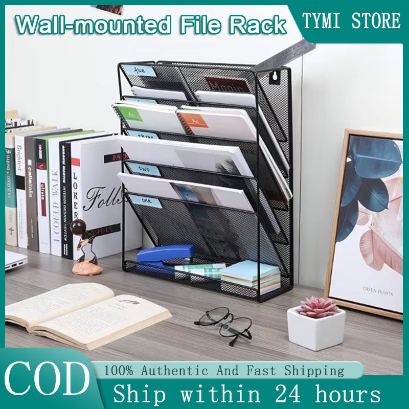 Metal File Rack Multi-Layer Office Organizer Wall Mounted File Racks ...