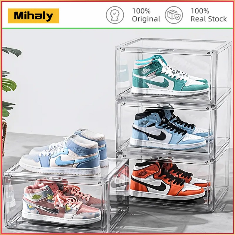 COD Stackable Acrylic shoes rack clear shoe box storage cabinet shoe ...