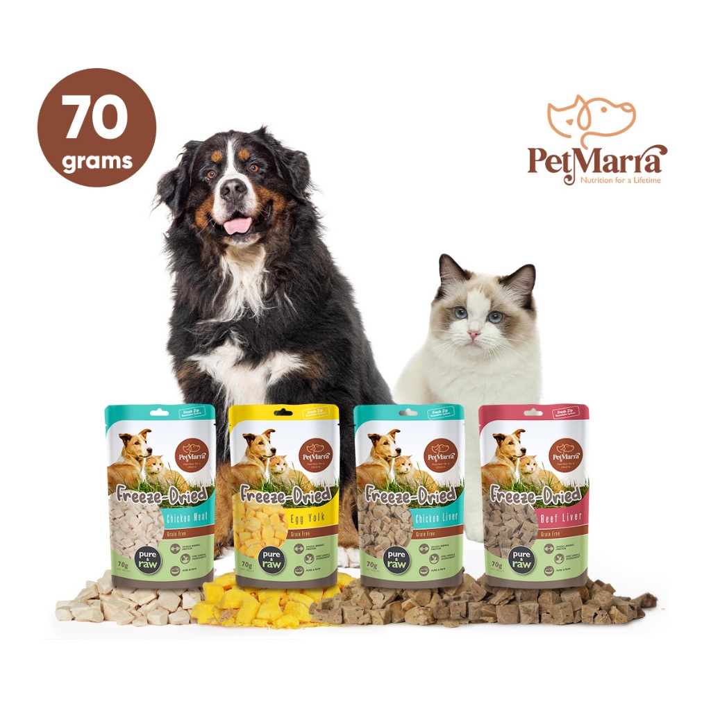 PetMarra Freeze Dried Dog and Cat Treats Beef Chicken Liver Meat Egg ...