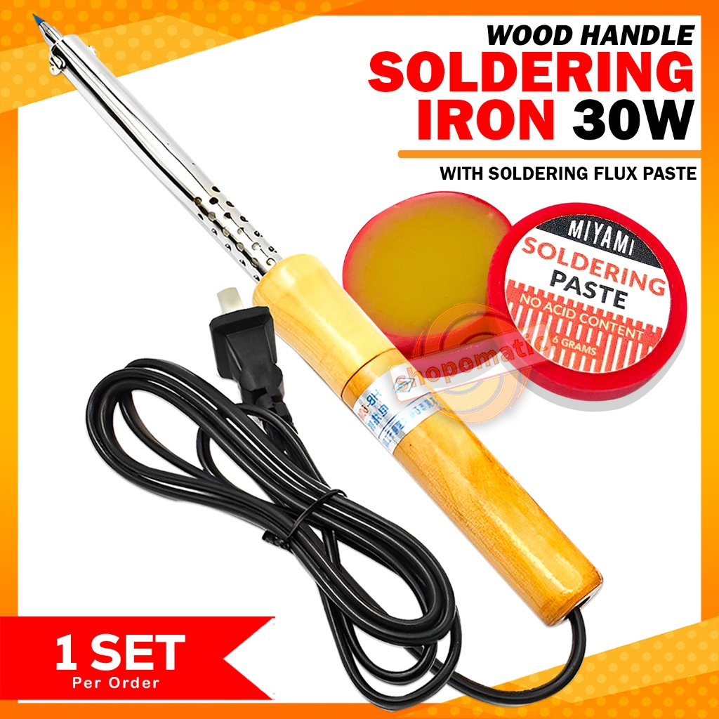 Soldering Iron Wooden Handle With Flux Rosin Non-Spill Solid Soldering ...