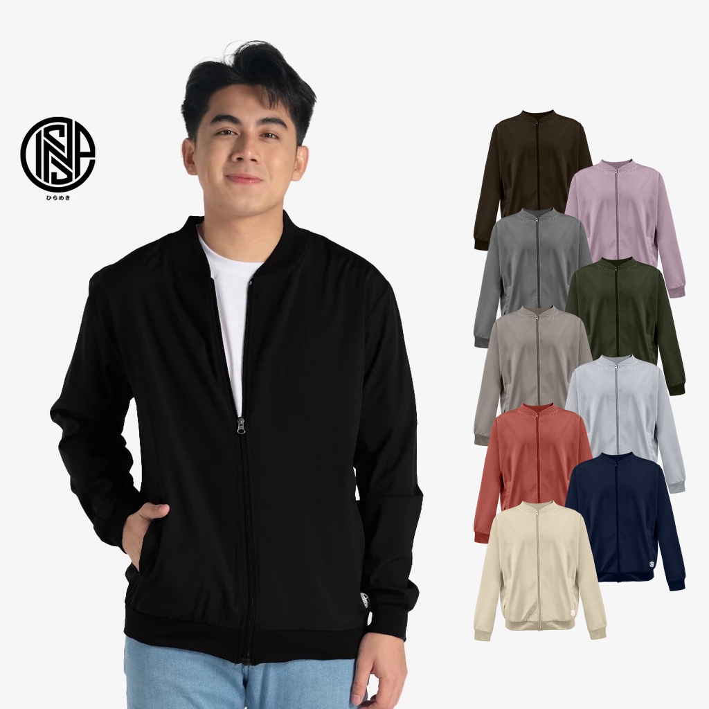 INSPI Bomber Jacket for Men and Women Full Zipper Pockets Casual Korean ...