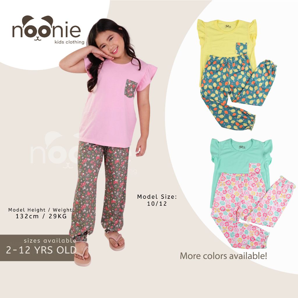 Noonie - Girls Terno (2-12Y) - Cotton Flutter Sleeve & Pajama Set ...