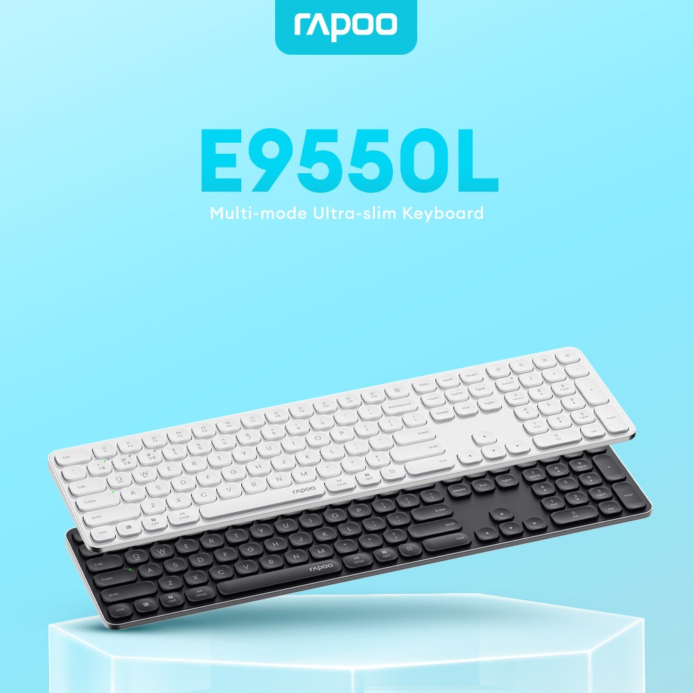 Rapoo E9550L Ultra-Slim Multi-Mode Wireless Keyboard US - Dark Grey ...
