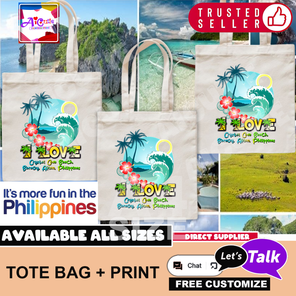 I LOVE Crystal Cove Beach, Boracay, Aklan, Philippines TOTE BAG DESIGN ...