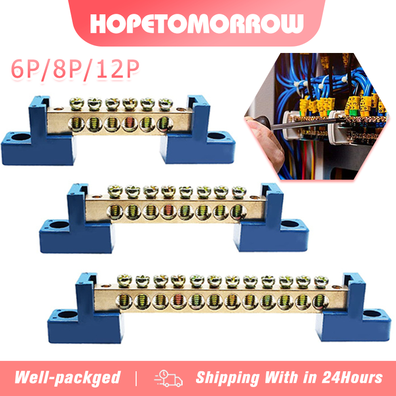 Terminal Bus Bar Terminal Block Brass Wire Screw Terminal Grounding Strip Bus Bar Block | Shopee ...