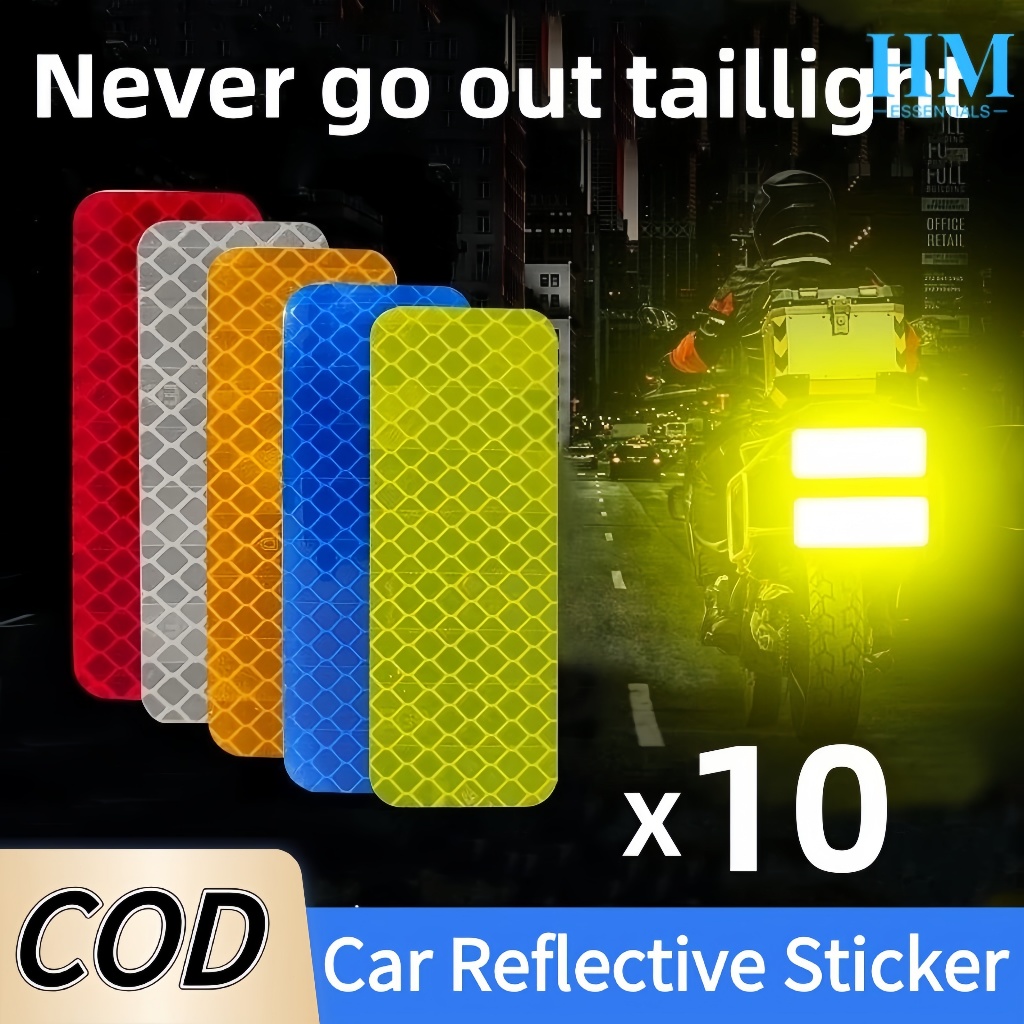 10Pcs Car Reflective Sticker Safety Warning Mark High Bright Auto ...