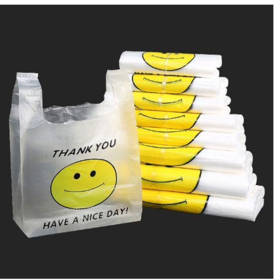 new cod Smiley face plastic bag customized food delivery bag portable ...