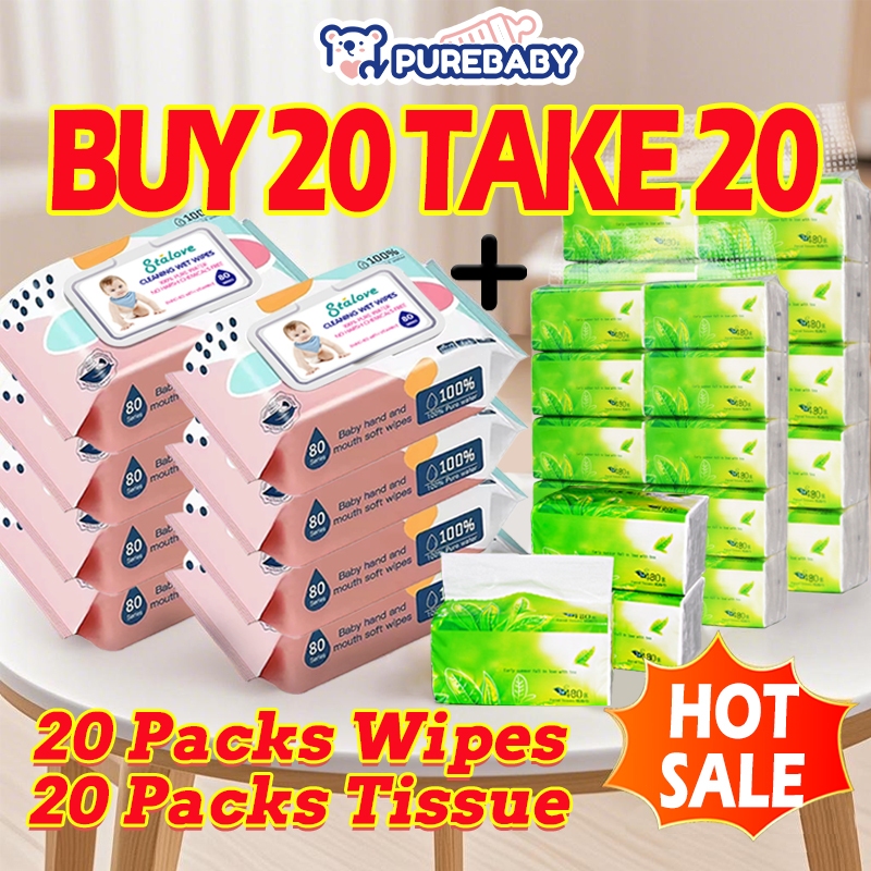 New 40Pcs Baby Wipes and Tissue Bundle Combo Unscented Baby Wipes 10 ...