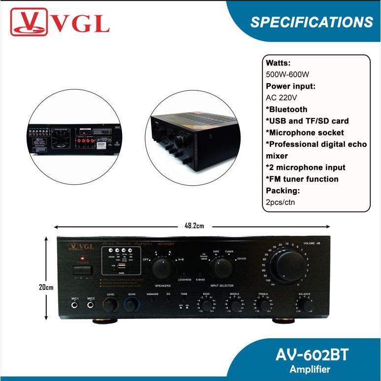 VGL BLUETOOTH AMPLIFIER ( AV 602BT ) | Shopee Philippines