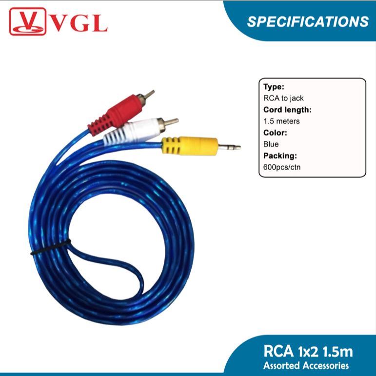 VGL RCA AUXILIARY CABLE CORD ( RCA CORD 1x2 1.5M ) | Shopee Philippines