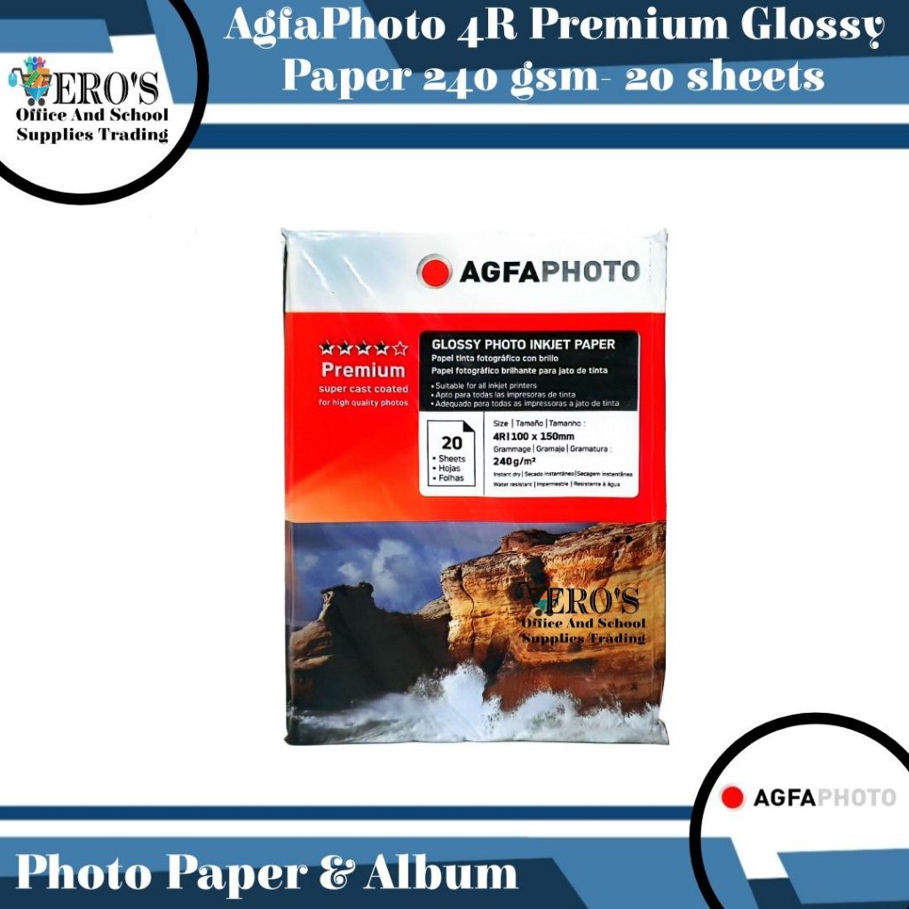 AgfaPhoto Inkjet Glossy Photo Paper - 240GSM 4R (20 Sheets) | Shopee ...