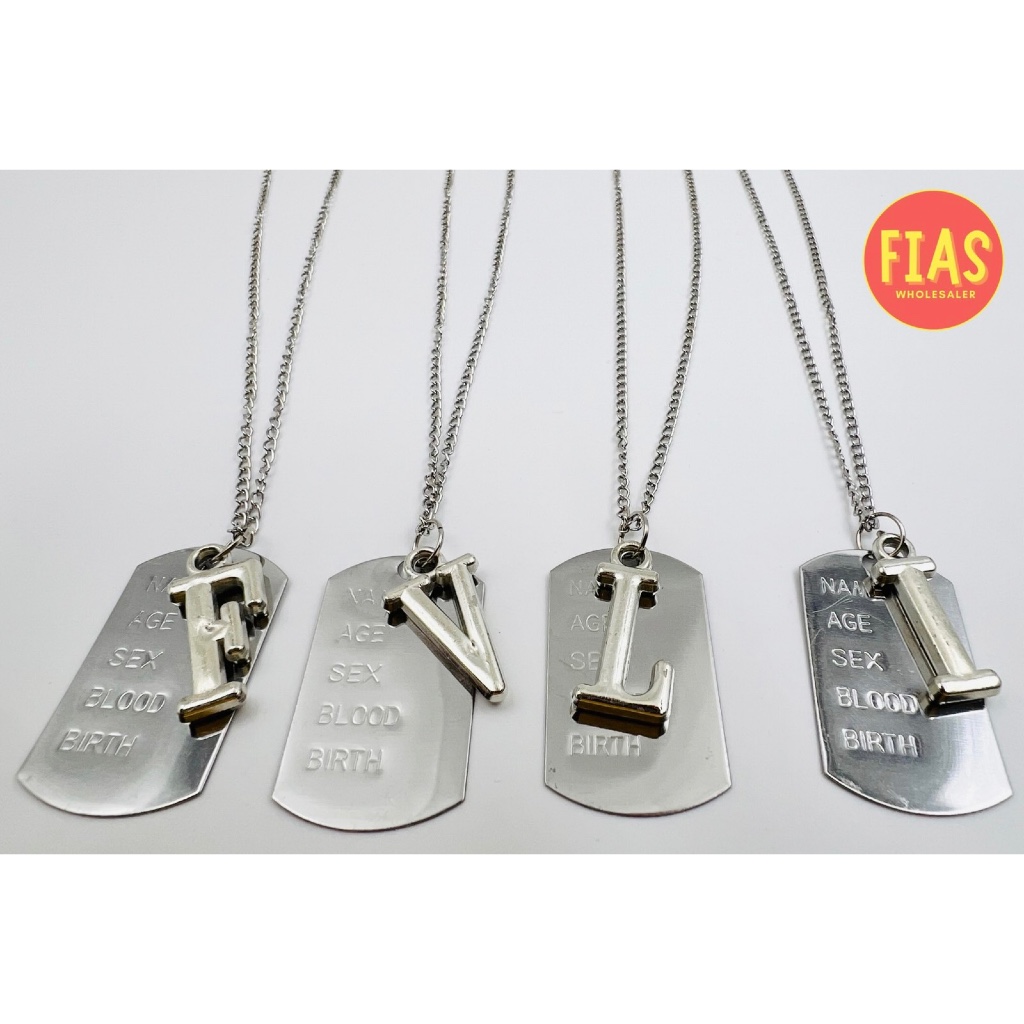 20 pcs Dog Tag Letters Silver Necklace Paninda | Shopee Philippines