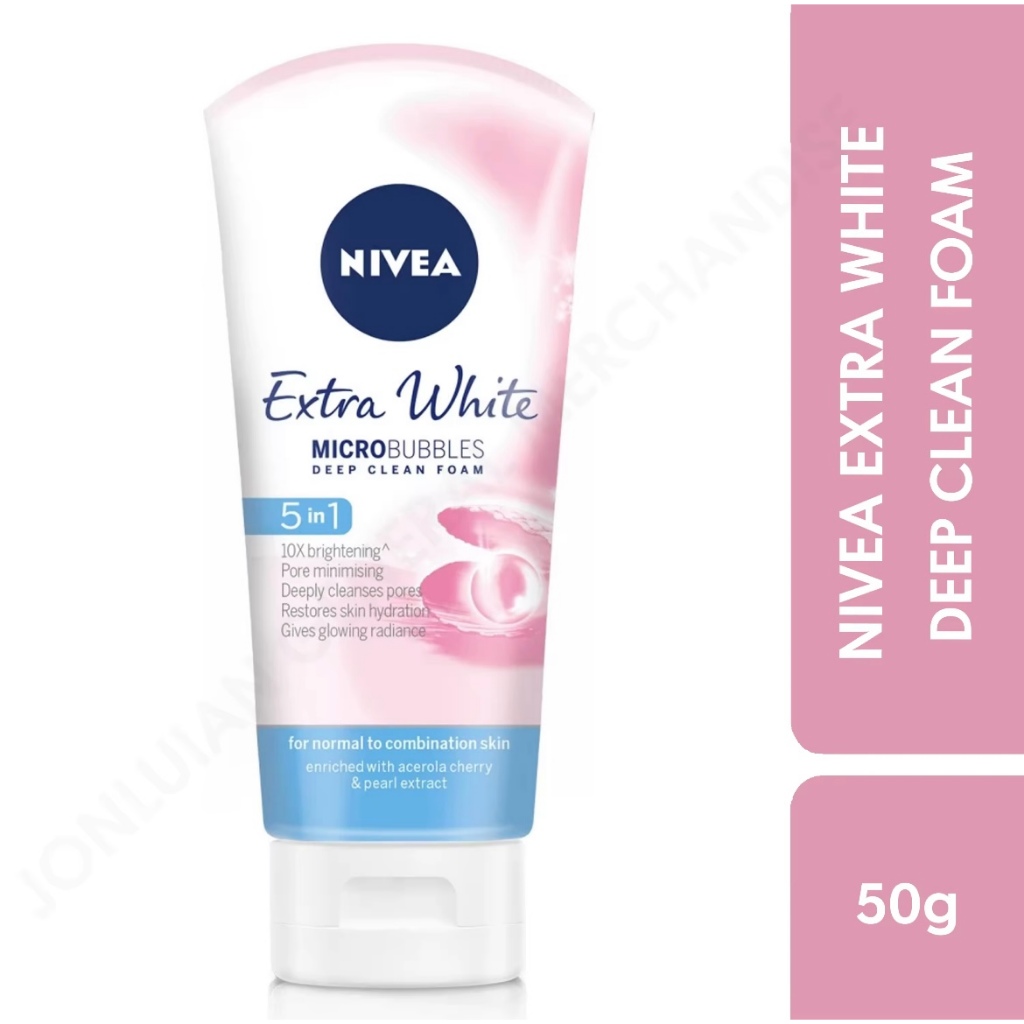 Nivea Extra White 5 in 1 Microbubbles Deep Clean Foam 50g | Shopee ...