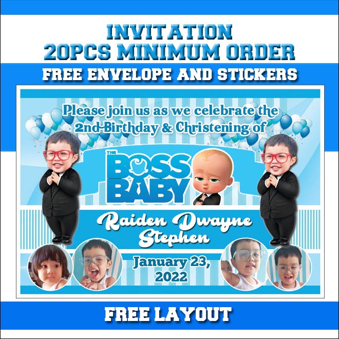 BOSS BABY Invitation (FreeLayout-20pcsMinimum) 3r size birthday ...