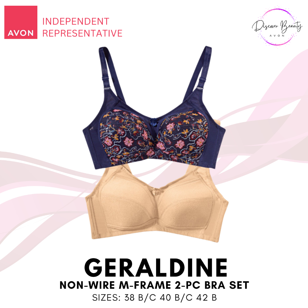 Avon GERALDINE Non-Wire M-Frame 2-PC Bra Set 38B/C 40B/C 42B | Shopee Philippines