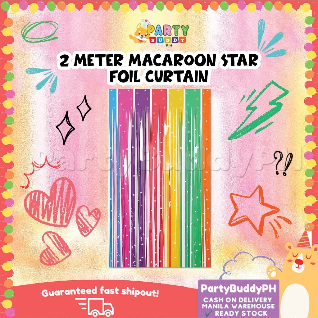 2 Meter Macaroon Star Foil Curtain BIRTHDAY PARTYBUDDYPH | Shopee ...